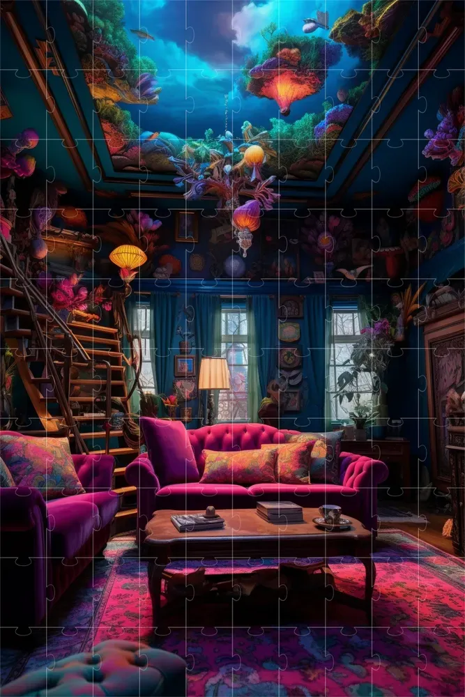 Psychedelic Realism Interior Spaces Midjourney Prompt | PromptBase