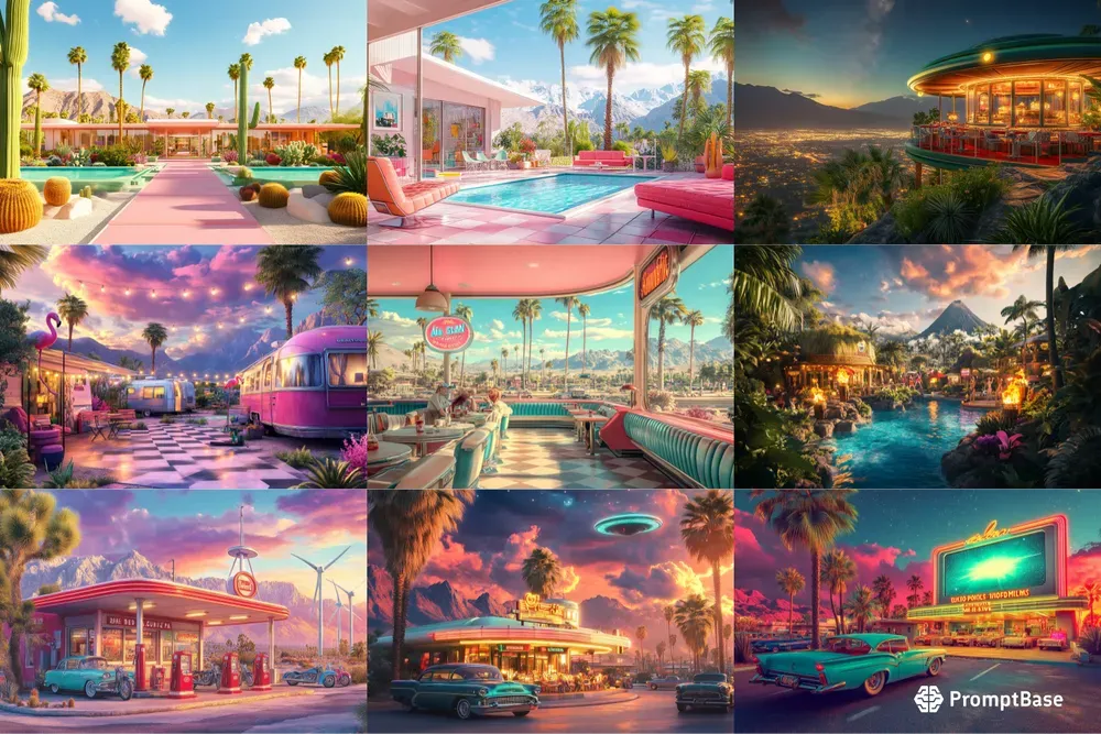 Retro Oasis Snapshots Of Americanas Midjourney Prompt | PromptBase