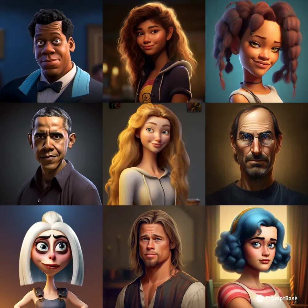 Celebrity Portraits In Pixar Style Midjourney Prompt | PromptBase