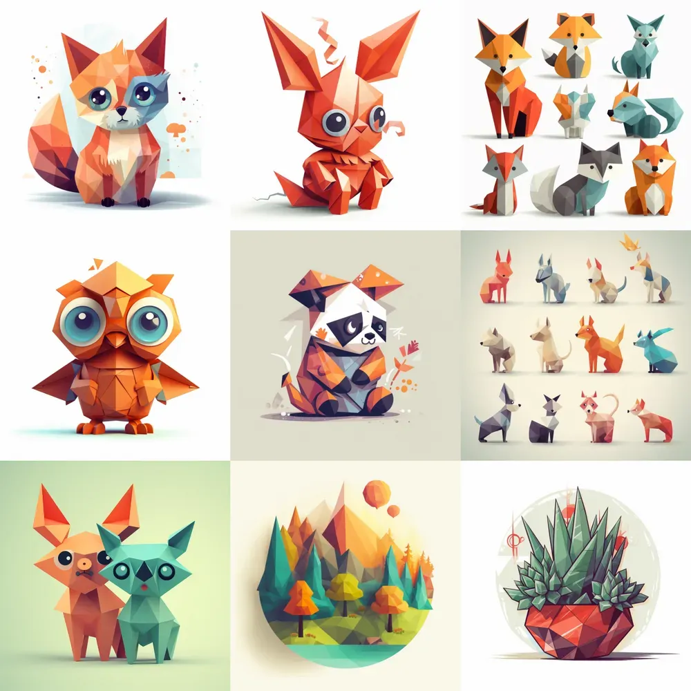 Cute Origami Graphics With 10 Ideas Midjourney Prompt | PromptBase