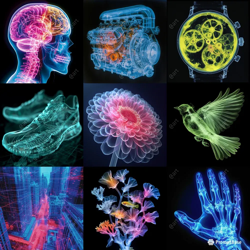 Xray Neon Fusions Midjourney Prompt | PromptBase