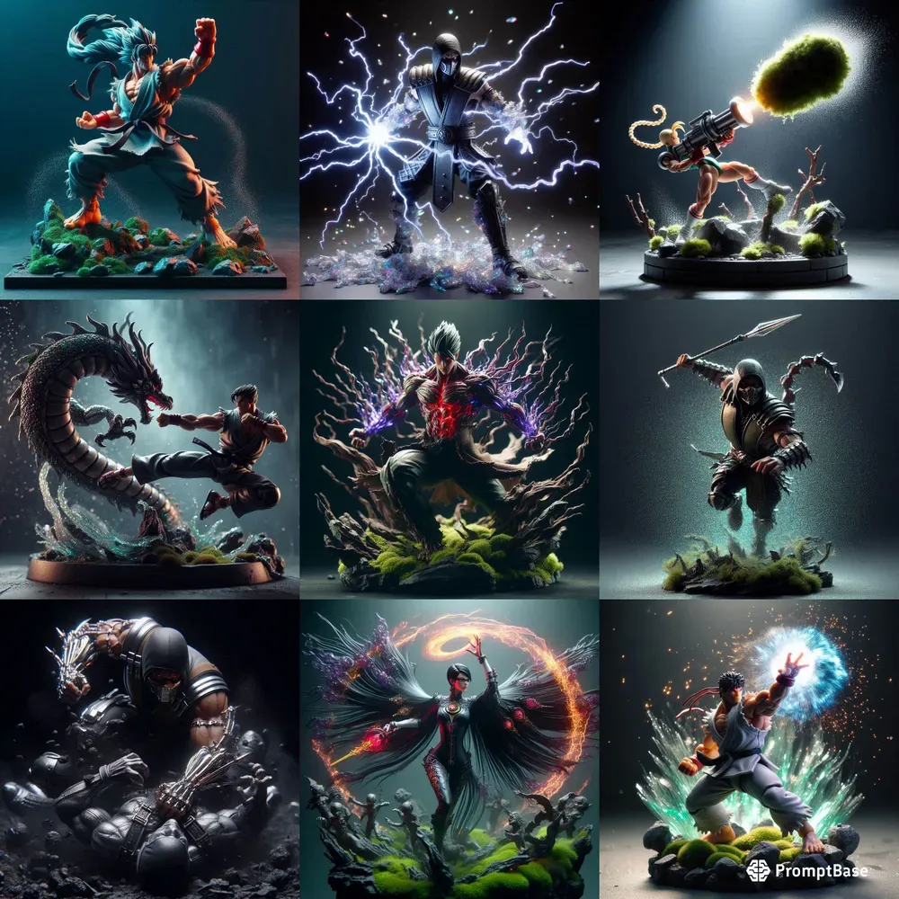 Legendary Fighters Electrifying Showdowns DALL·E Prompt | PromptBase