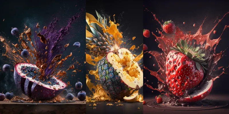 Exploding Fruits Midjourney Prompt | PromptBase