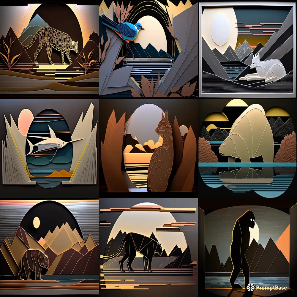 Minimalist Papercut Animals And Landscapes Midjourney Prompt | PromptBase