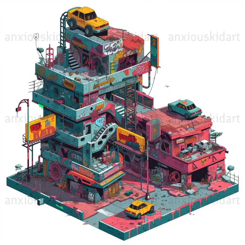 Isometric Modern Dioramas Level Designs Midjourney Prompt | PromptBase