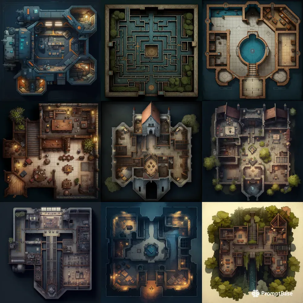 2D Top-down Game Level Designs Midjourney Prompt | PromptBase