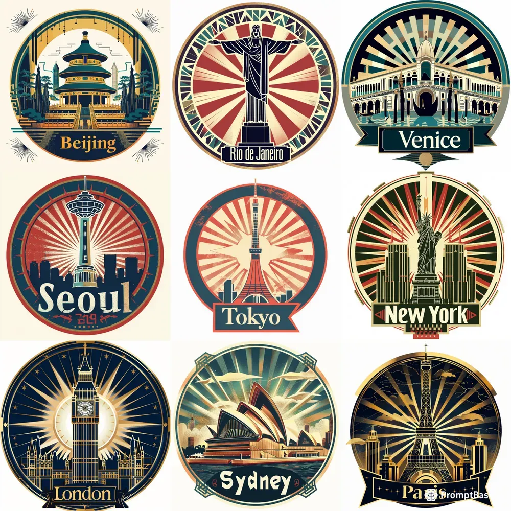Art Deco Iconic Cities Midjourney Prompt | PromptBase