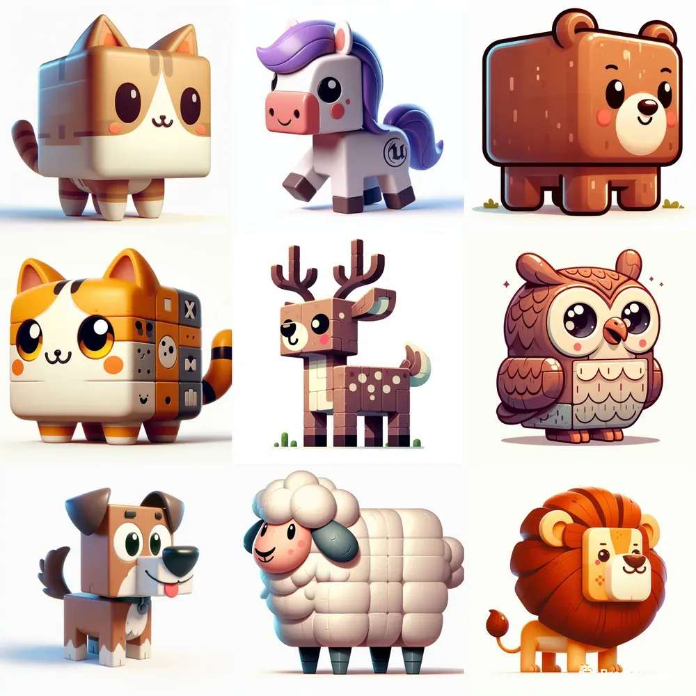 Cute Square Animals DALL·E Prompt | PromptBase