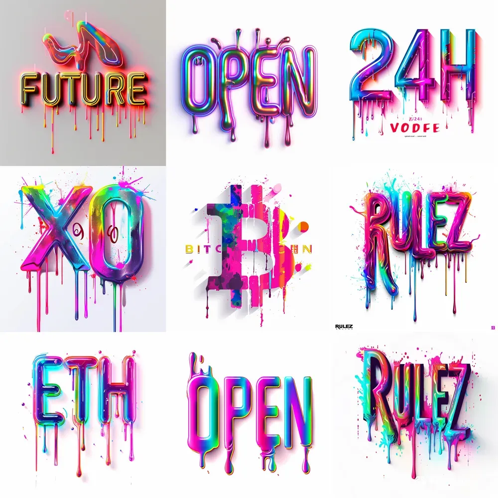 Melting Fluid Vibrant Custom Text Art Midjourney Prompt | PromptBase