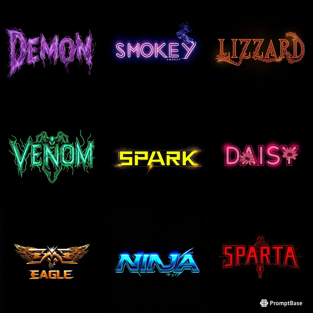 Gaming Text Logos Midjourney Prompt | PromptBase