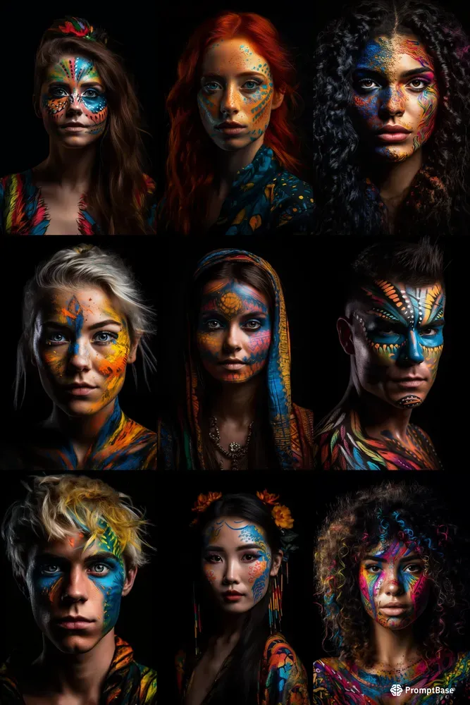 Face Paint Fashion Models Midjourney Prompt | PromptBase