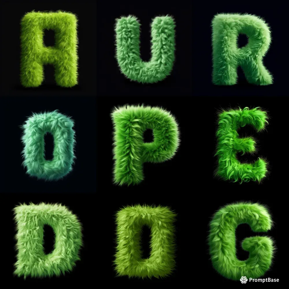 Fluffy Rendered Letters Designs Midjourney Prompt | PromptBase