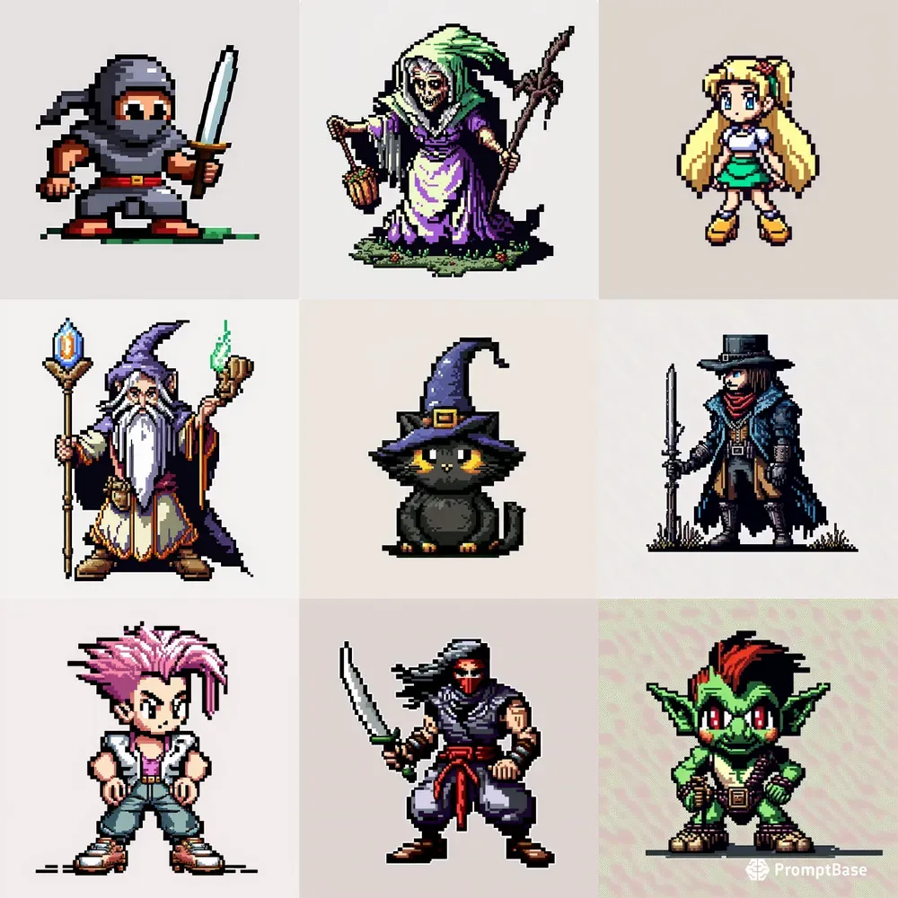 Retro Video Game Sprites Midjourney Prompt | PromptBase