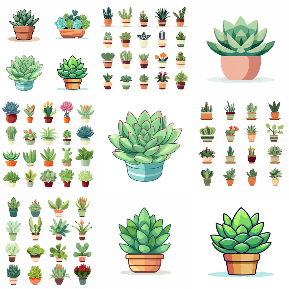 Succulent Plant Vectors Midjourney Prompt | PromptBase