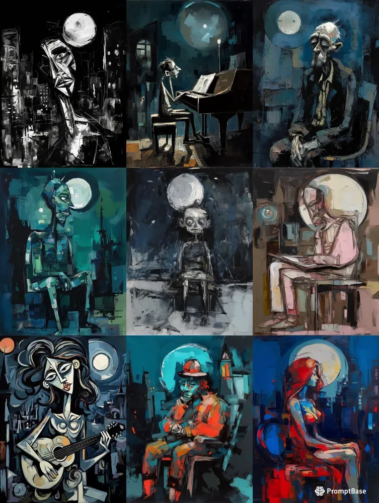 Distorted Moon Oil Paintings Midjourney Prompt | PromptBase