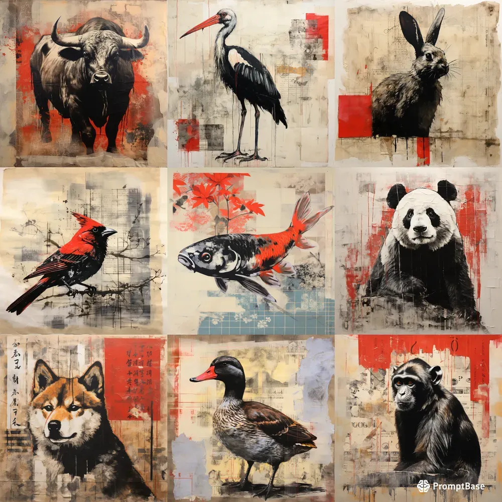 Traditional Japanese Animal Drawings Midjourney Prompt | PromptBase