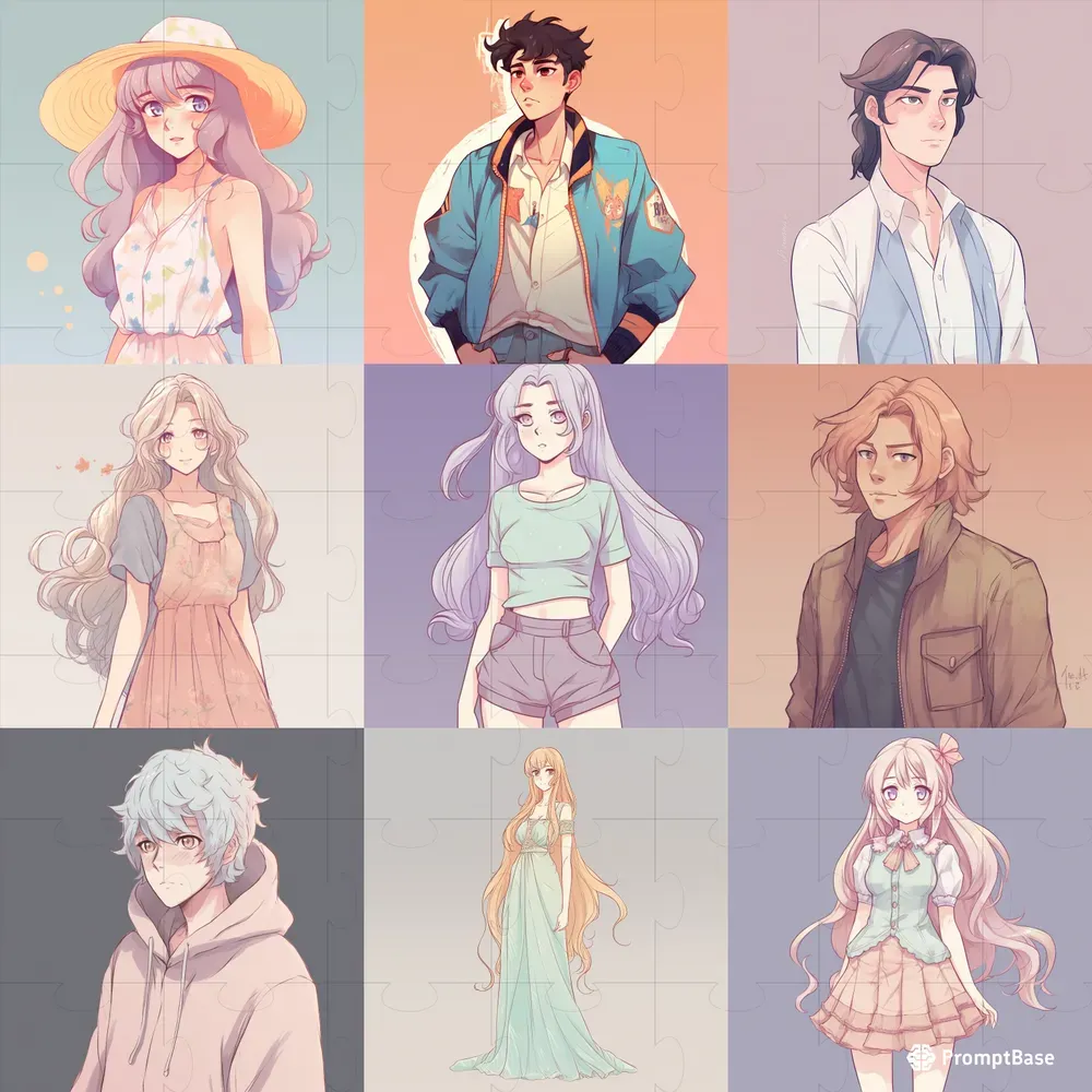 Pastel Anime Characters Midjourney Prompt | PromptBase