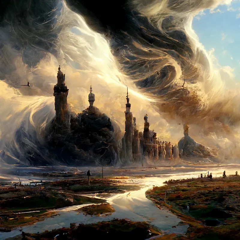 Elemental Fantasy Landscape Wallpapers Midjourney Prompt | PromptBase