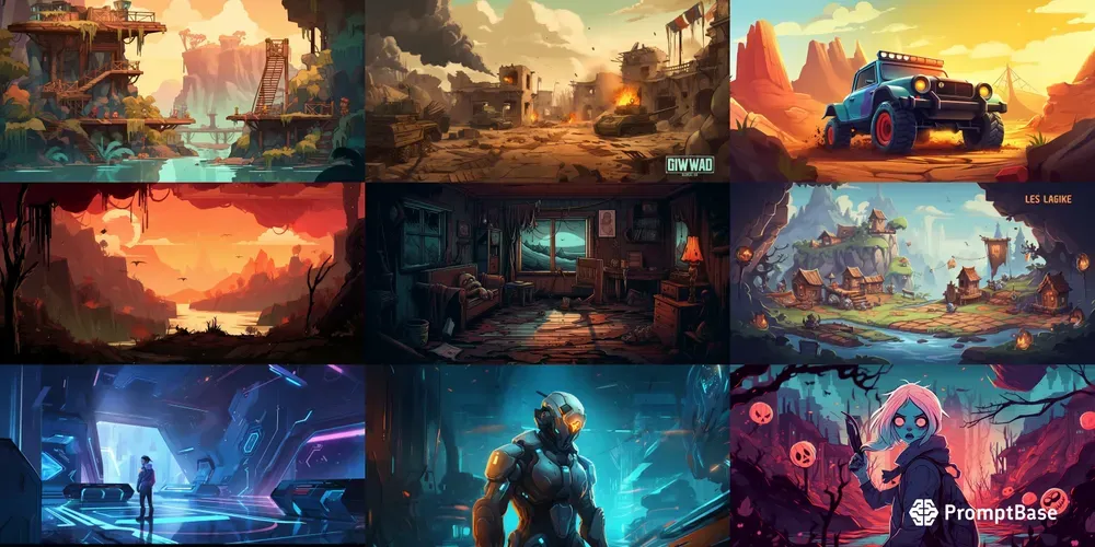 Cartoon Video Game Loading Screens Midjourney Prompt | PromptBase