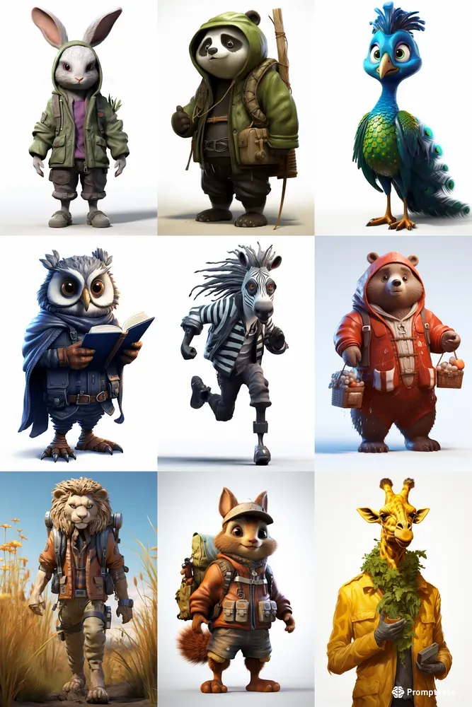 Pixar Cartoon Characters Wearing Clothes Midjourney Prompt | PromptBase