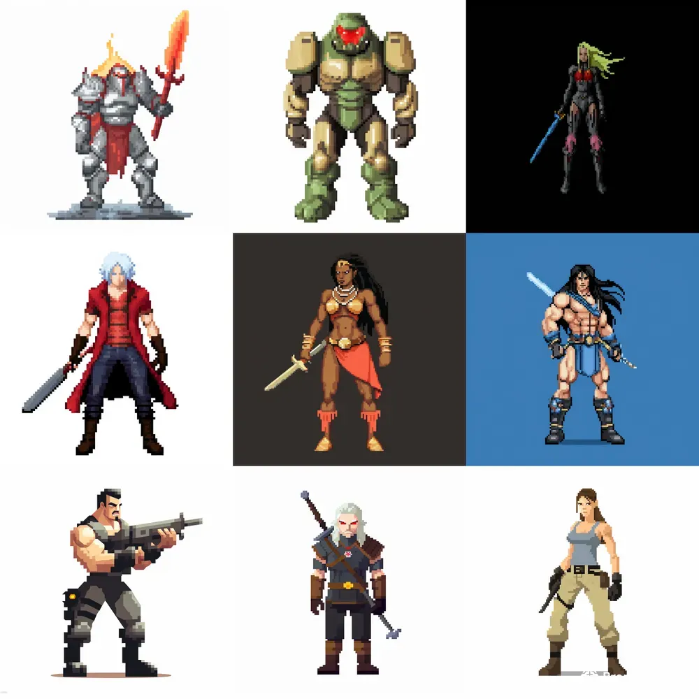 Retro Game Pixel Art Characters Midjourney Prompt | PromptBase