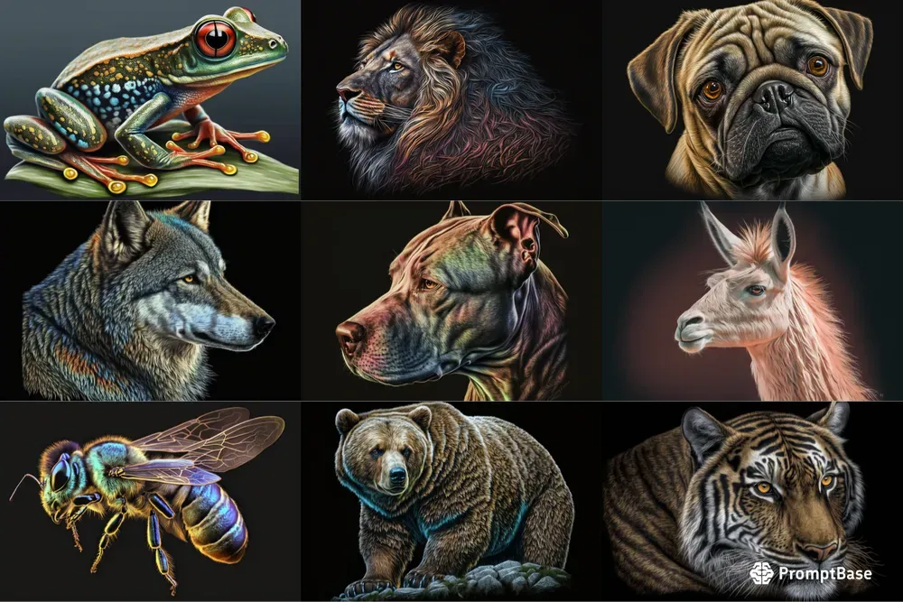 Colored Pencil Animal Portraits Drawings Midjourney Prompt | PromptBase