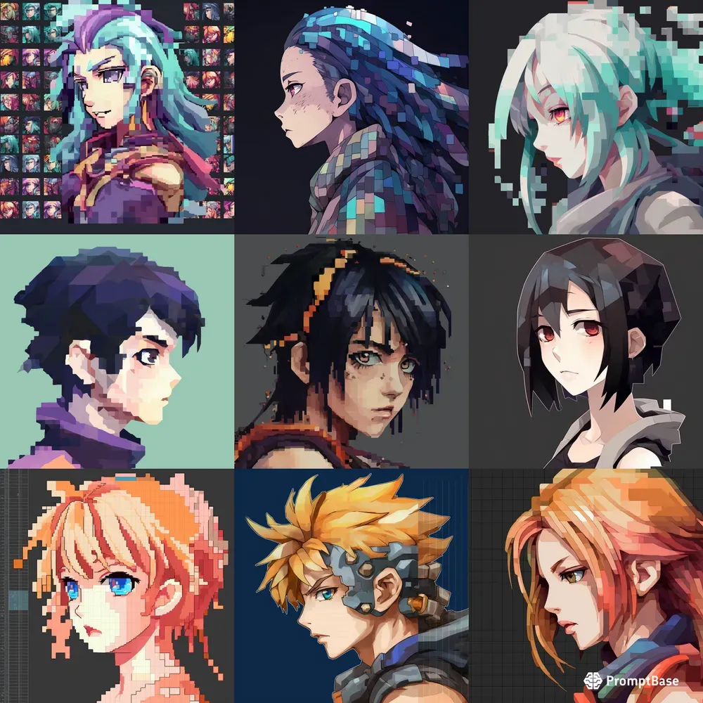 Pixelated Anime NFT Profile Pictures Midjourney Prompt | PromptBase