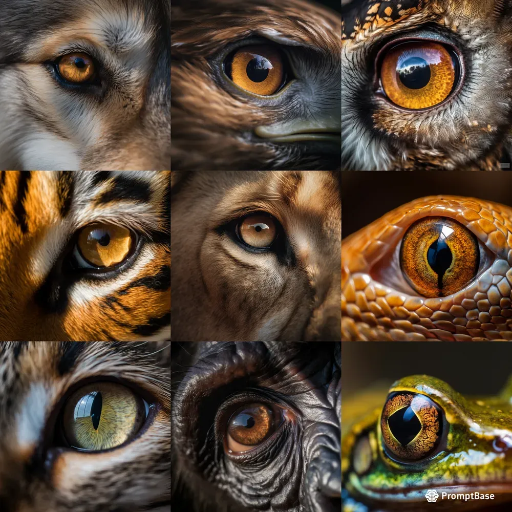 Photorealistic Eyes Of Animals Midjourney Prompt | PromptBase