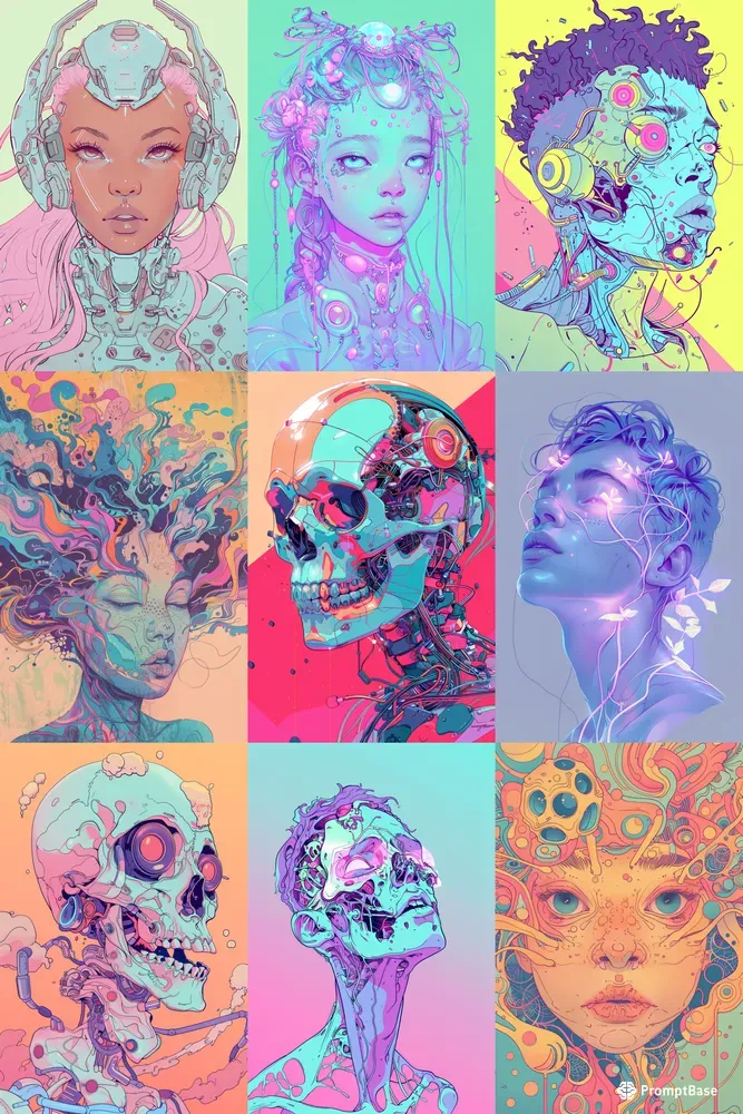 Modern Cool Anime Bioorganic Pfp Art Midjourney Prompt | PromptBase