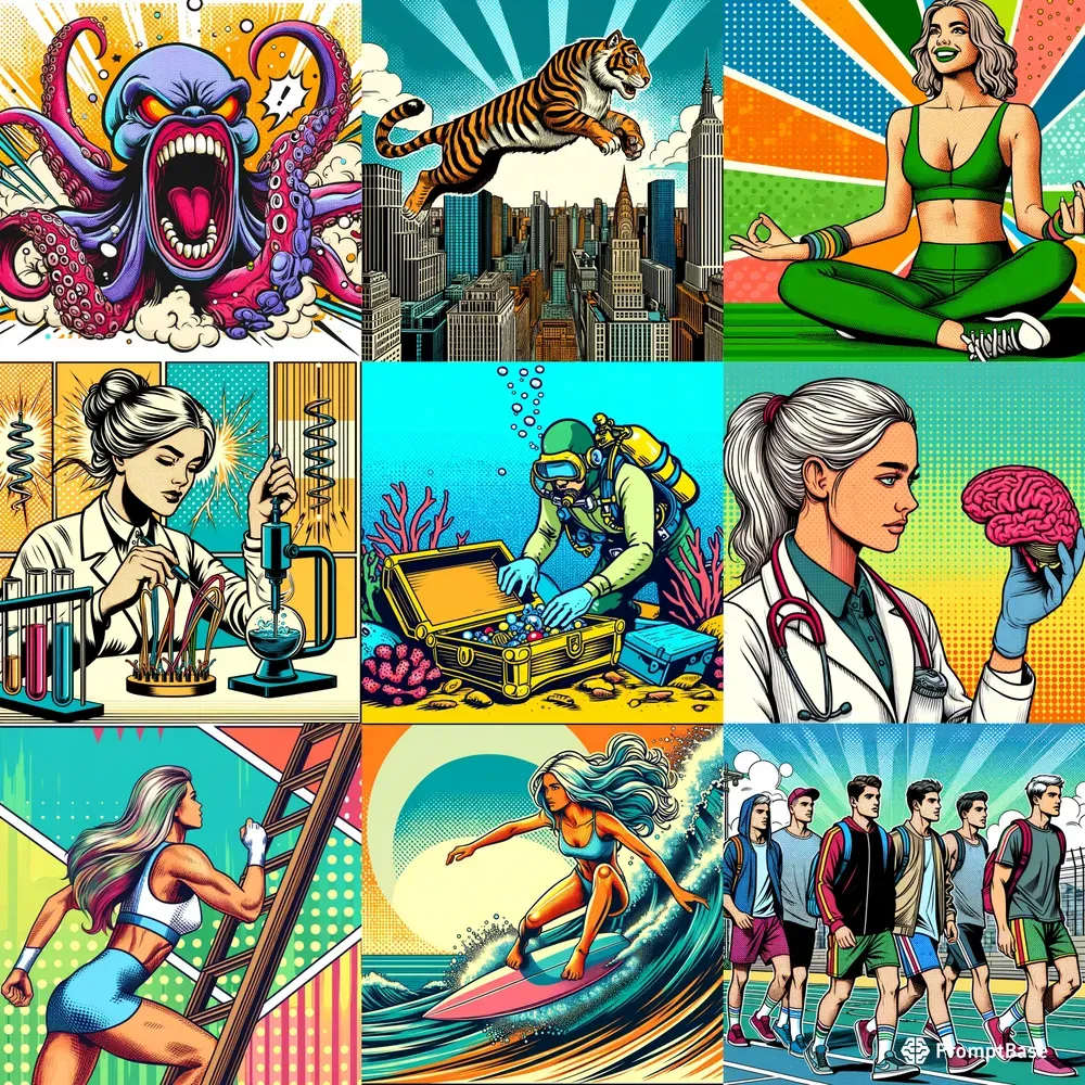 Colorful Vintage Comic Panels DALL·E Prompt | PromptBase