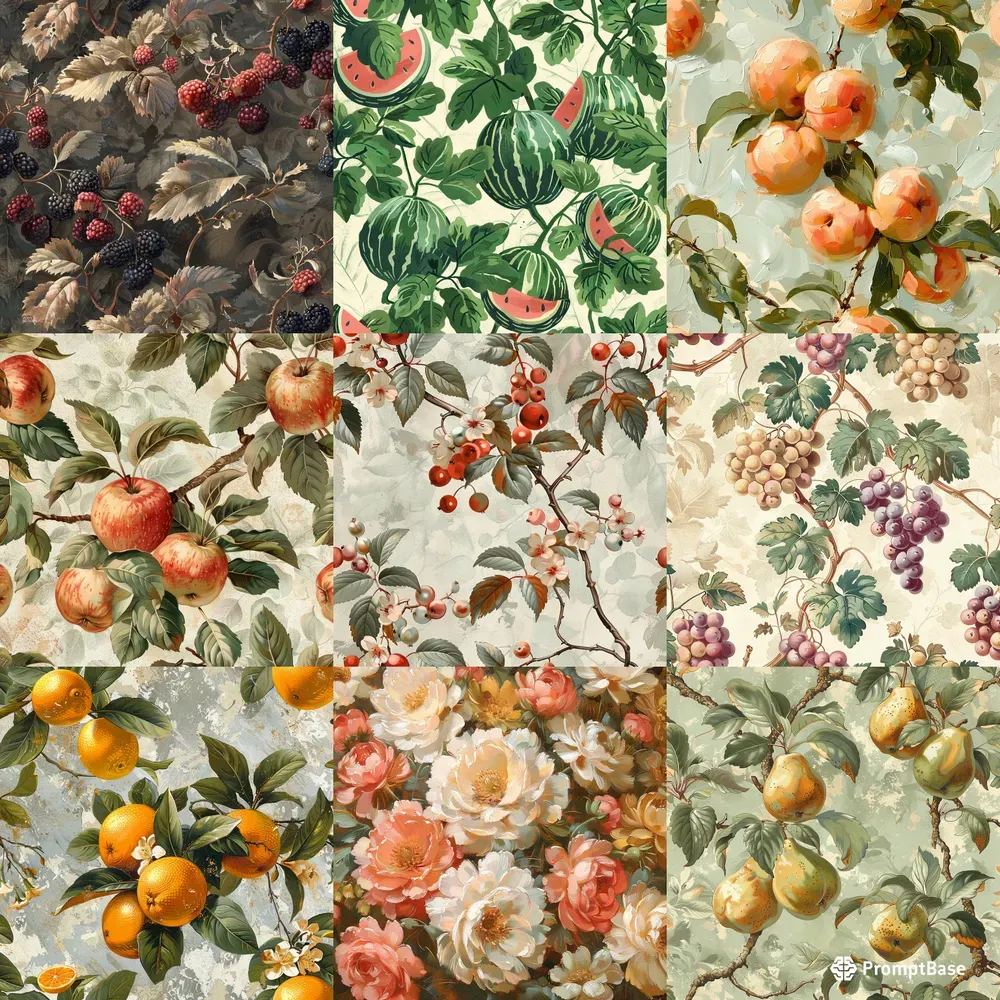 Fruit Impressionism Patterns Midjourney Prompt | PromptBase