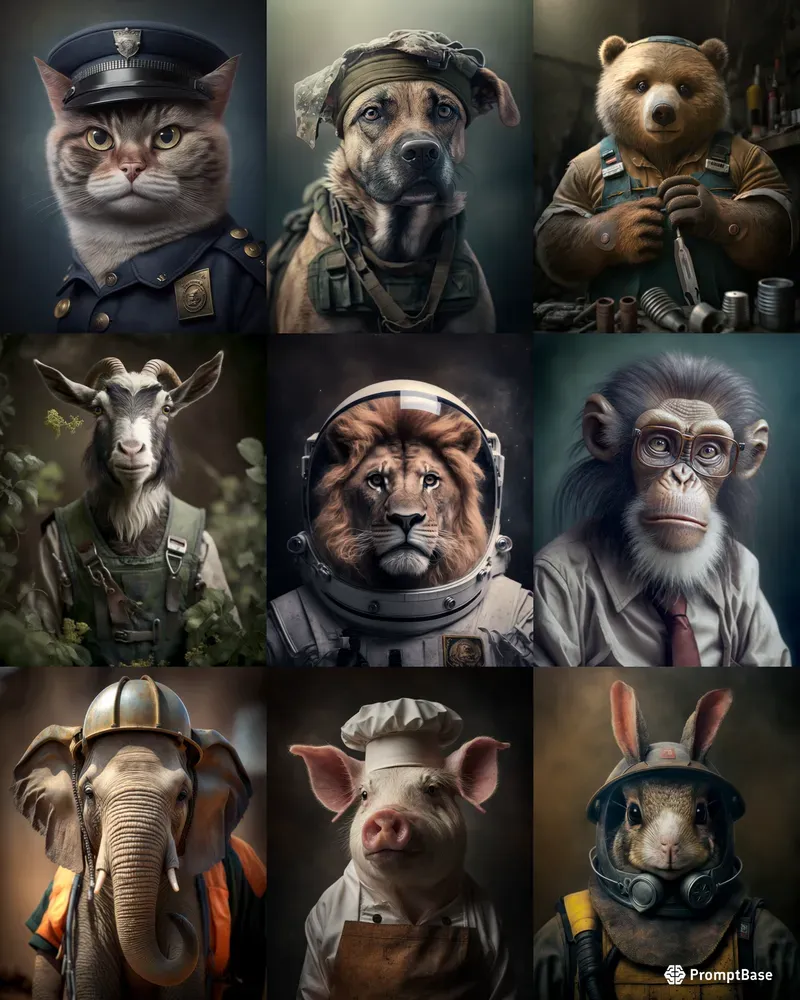 Animal Occupations Midjourney Prompt | PromptBase