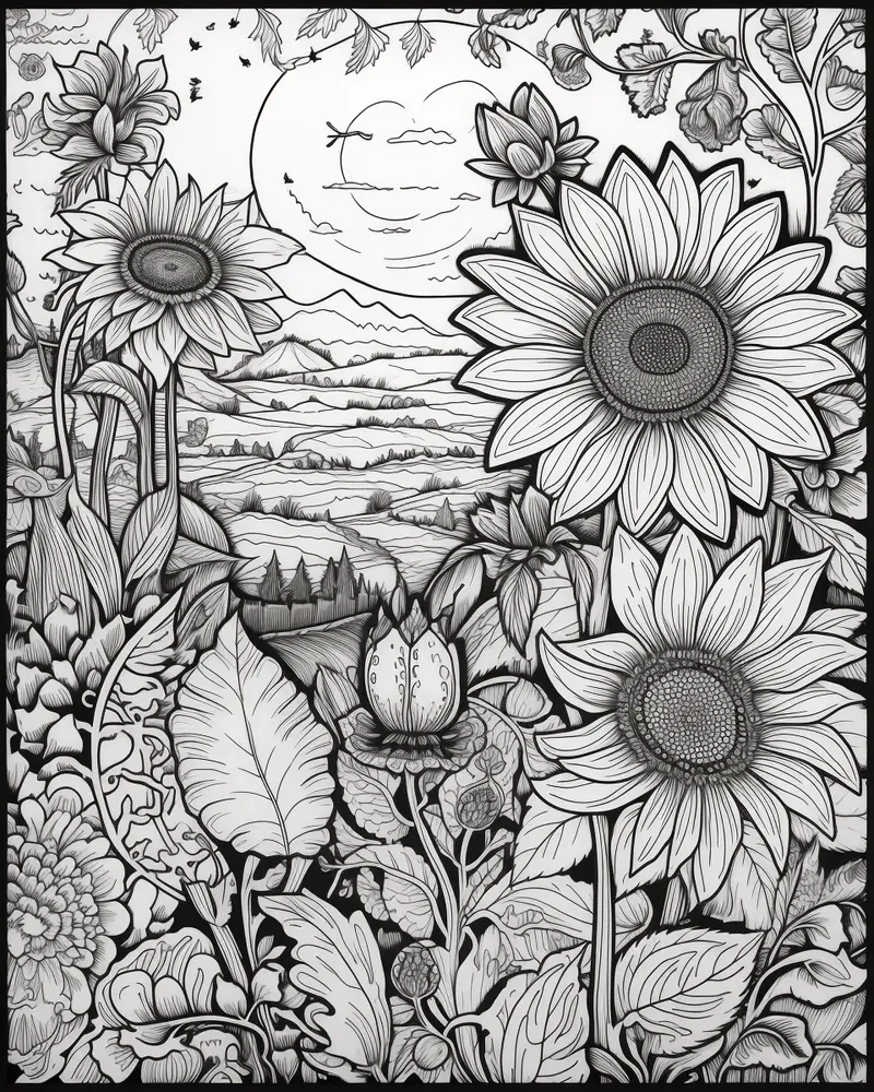 Custom Themed Adult Color Book Pages Midjourney Prompt | PromptBase