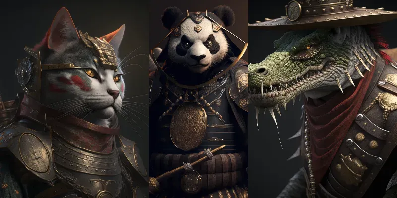 Samurai Animals Portrait Midjourney Prompt | PromptBase