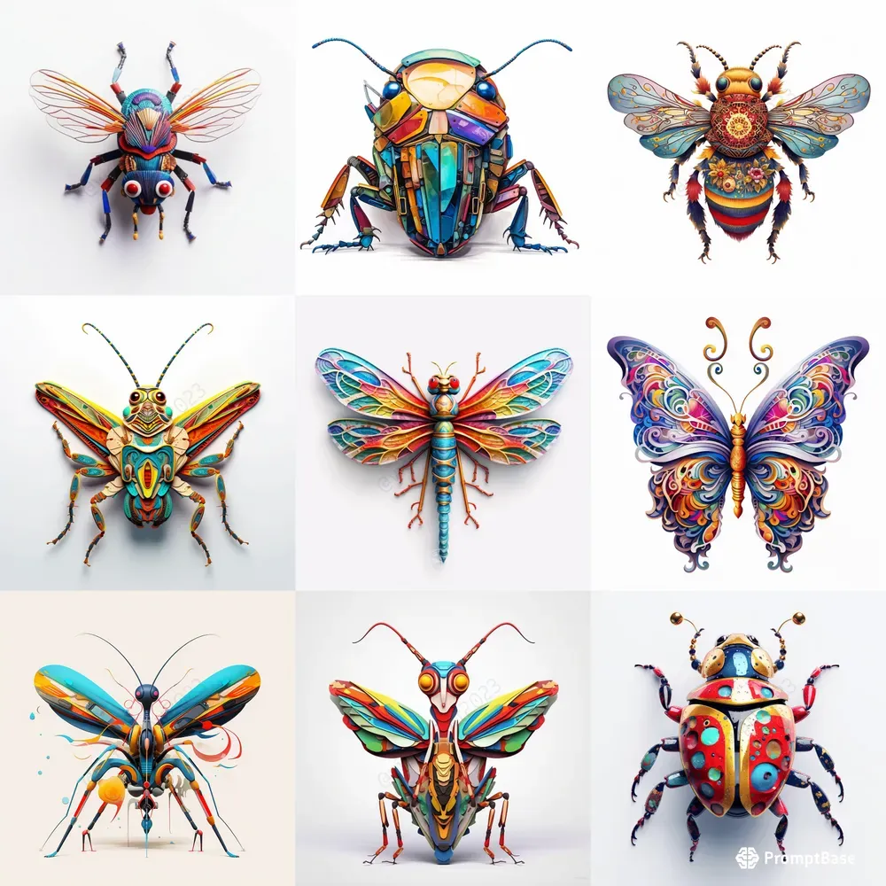 Colourful Insect Art Style Midjourney Prompt | PromptBase