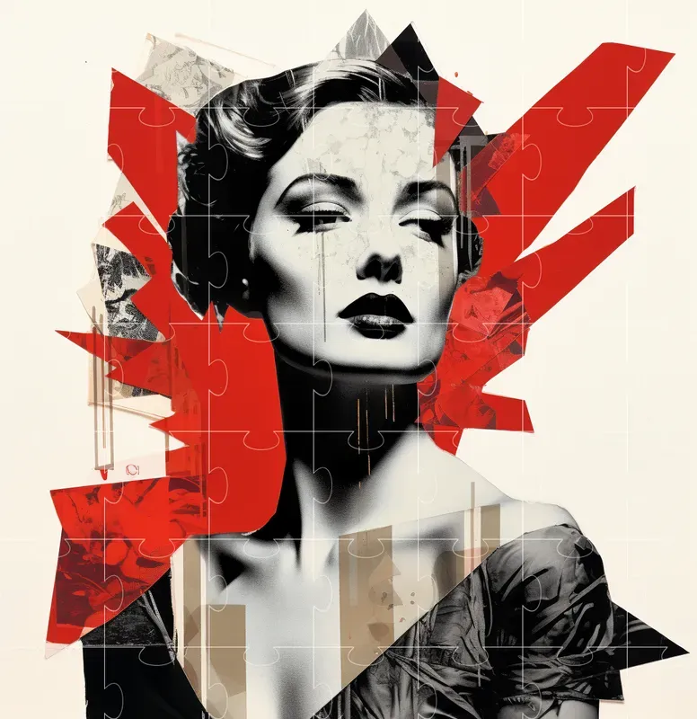 Pop Art Portrait Collages Midjourney Prompt | PromptBase