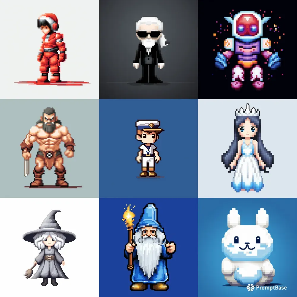 Pixel Retro Video Game Characters Midjourney Prompt | PromptBase