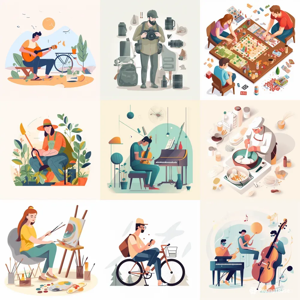 Vector Hobbies Leisure Activities Pics Midjourney Prompt | PromptBase
