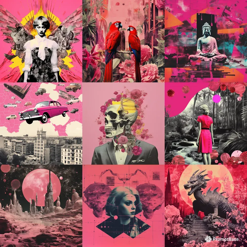 Neo Dadaism Style Collage Art Midjourney Prompt | PromptBase