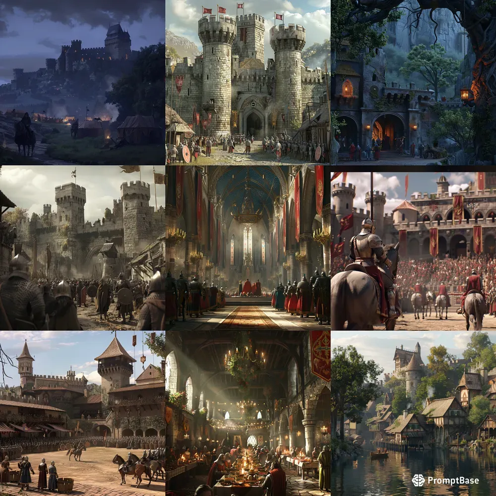 Heraldic Animated Medieval Scenes Midjourney Prompt | PromptBase