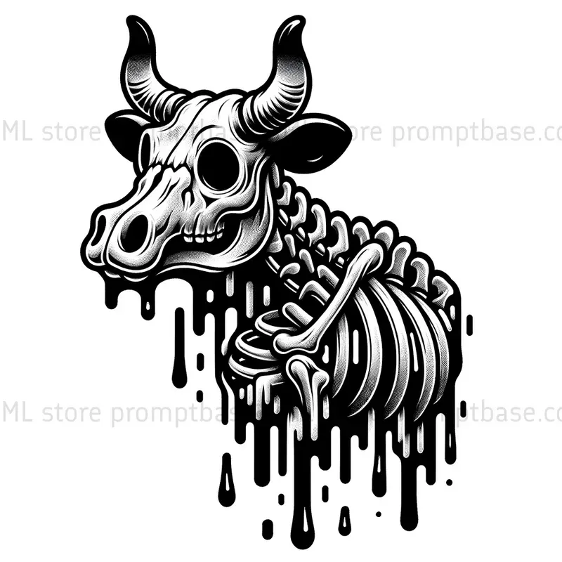 Melting Skeleton Vector Art DALL·E Prompt | PromptBase