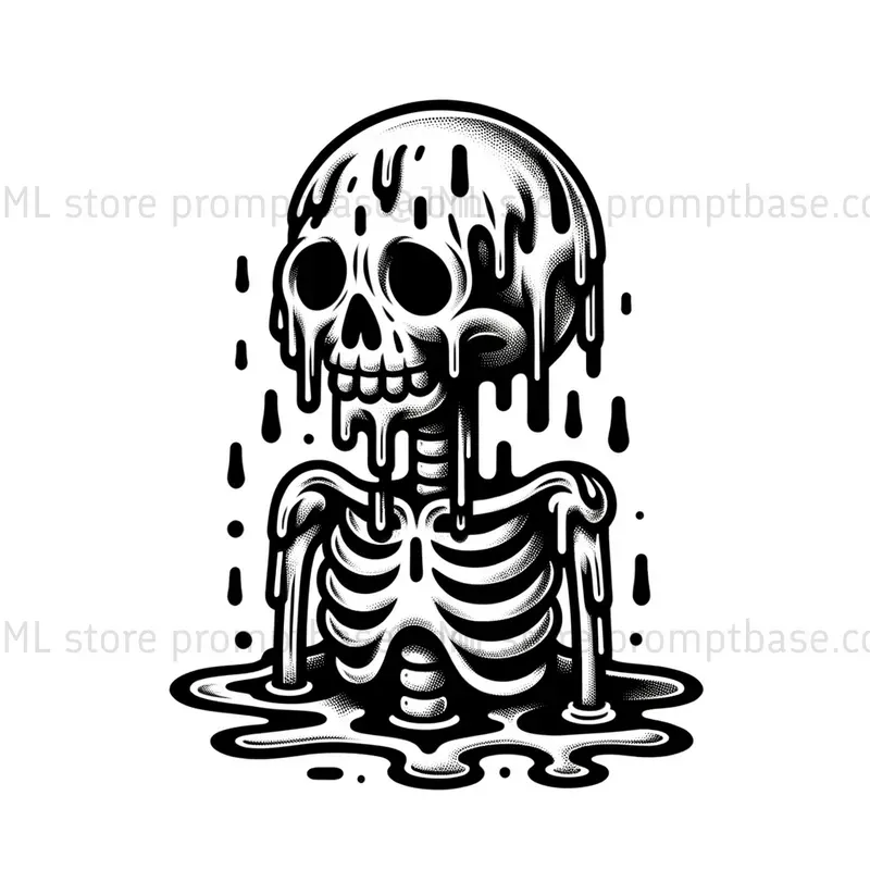 Melting Skeleton Vector Art DALL·E Prompt | PromptBase