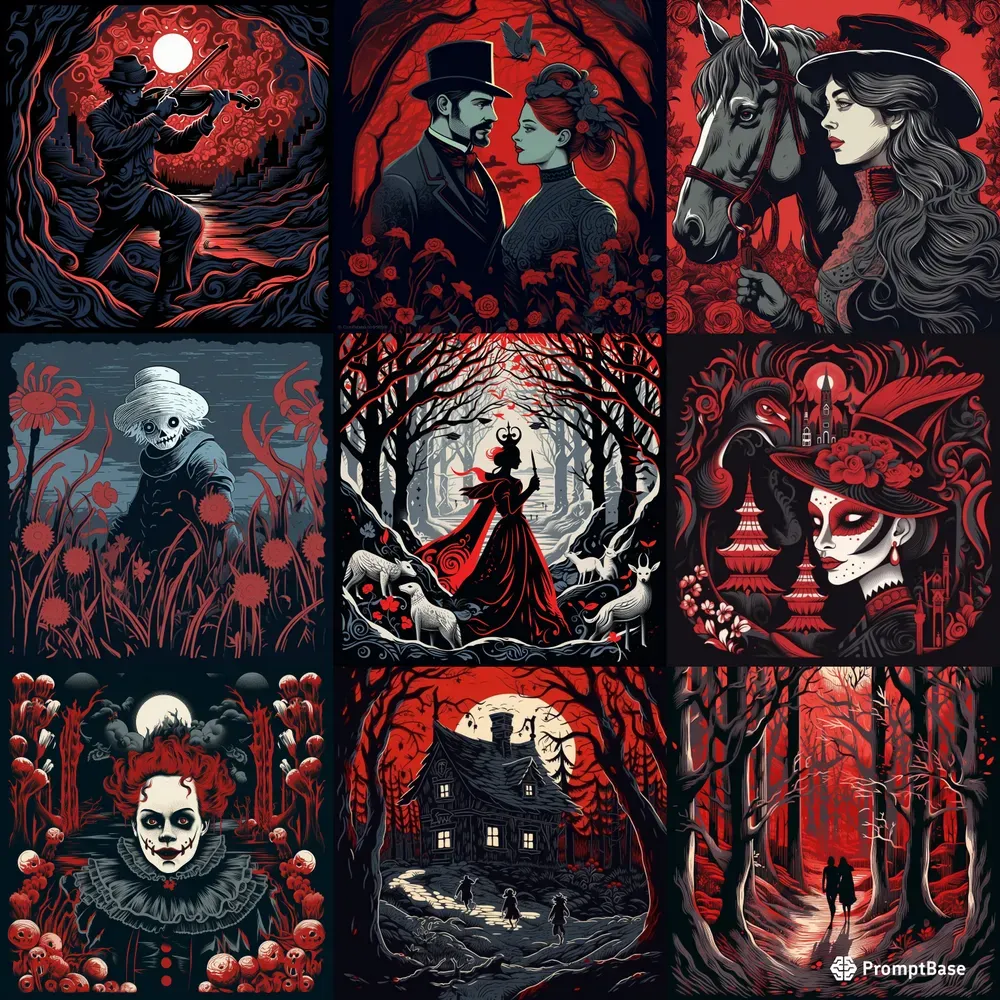 Dark Romance Gothic Illustrations Midjourney Prompt | PromptBase