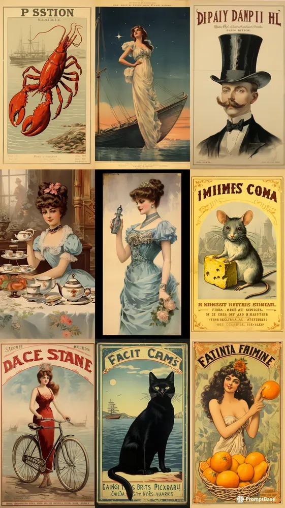 Vintage 1910s Advertisement Art Posters Midjourney Prompt | PromptBase