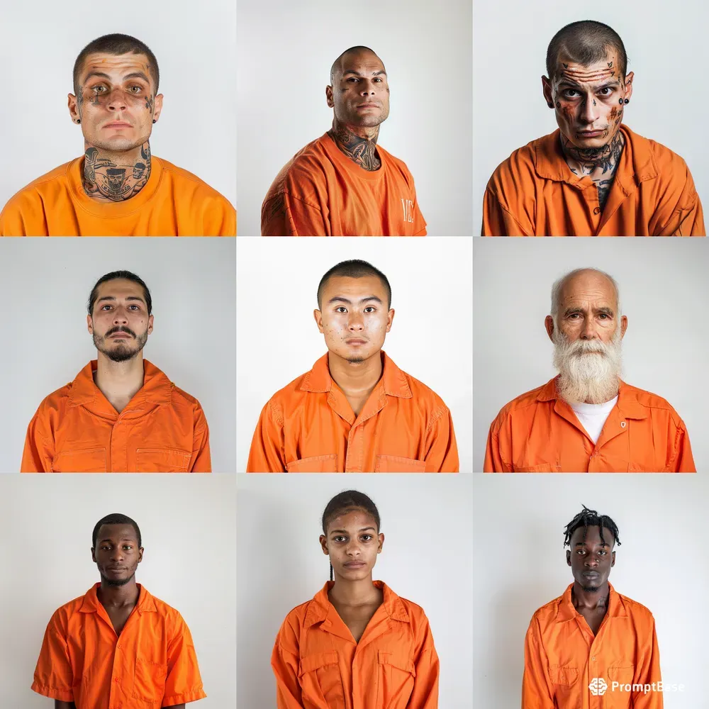 Realistic Mugshots Of Criminal Prisoners Midjourney Prompt | PromptBase
