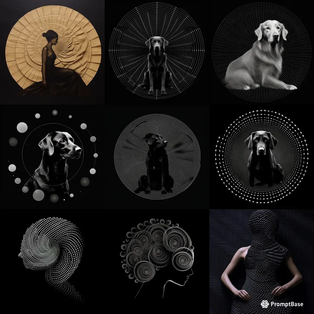 Minimalist Black Out Fibonacci Sequences Midjourney Prompt | PromptBase