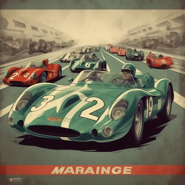 Vintage Car Racing Posters Midjourney Prompt | PromptBase