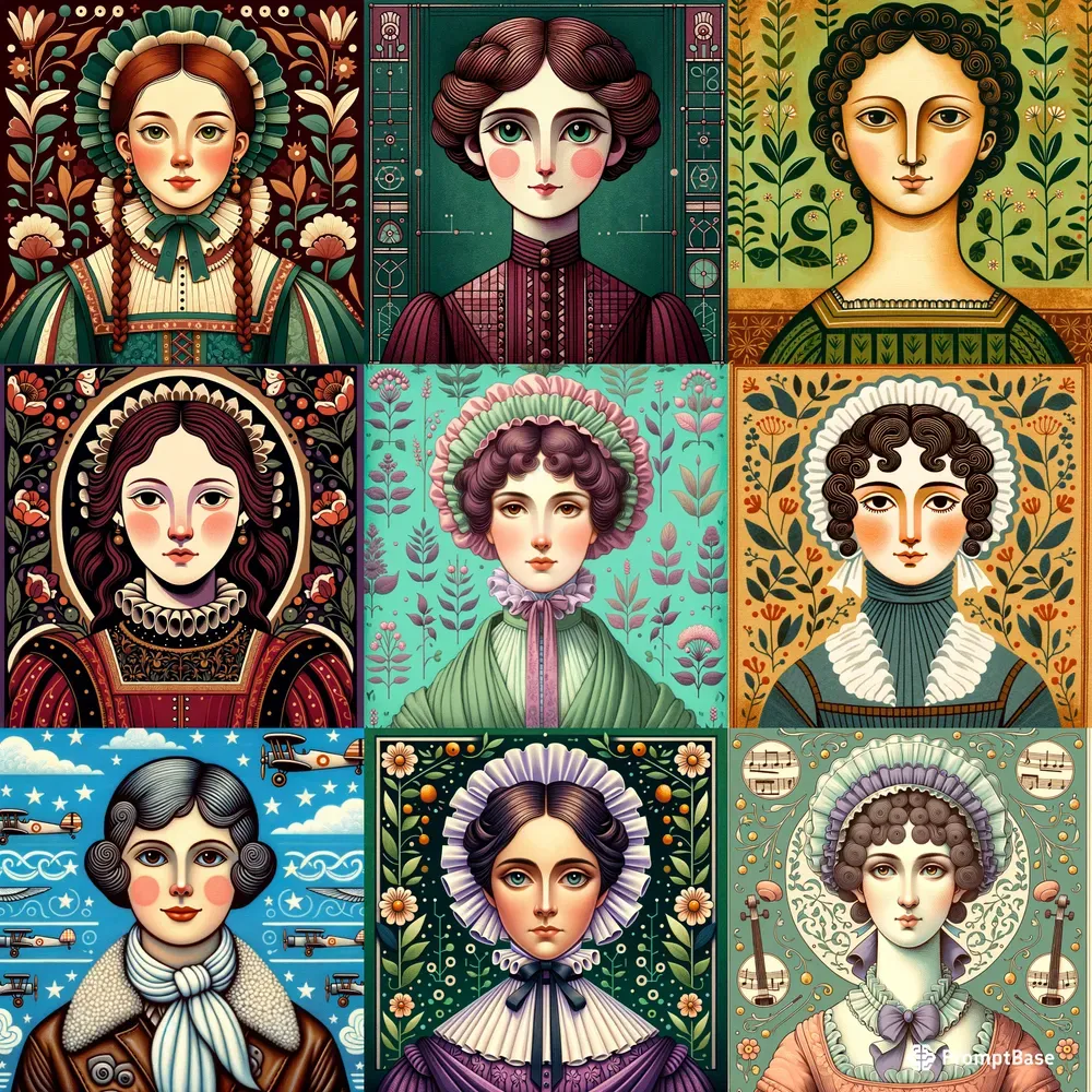 Folk Art Portraits DALL·E Prompt | PromptBase