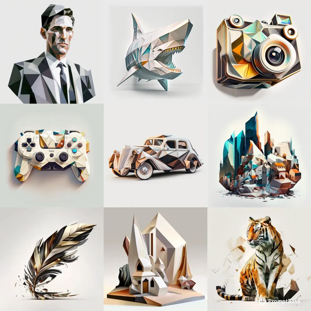 Cubist Oil Painting Icon Logos Midjourney Prompt | PromptBase