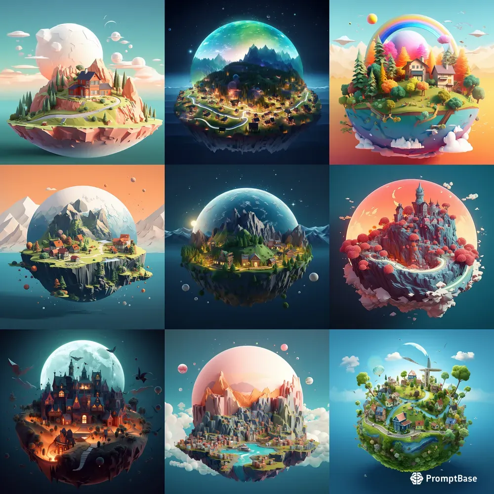 Tiny Planets Midjourney Prompt | PromptBase